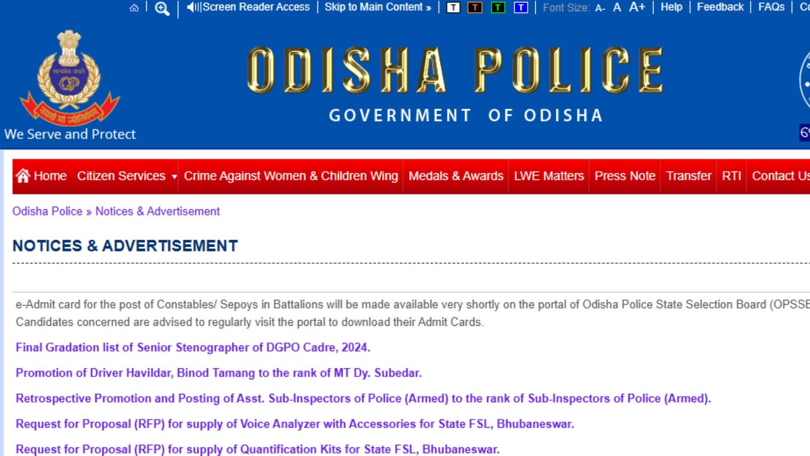 Odisha Police Constable hall ticket 2024 ‘very shortly’ at odishapolice ...