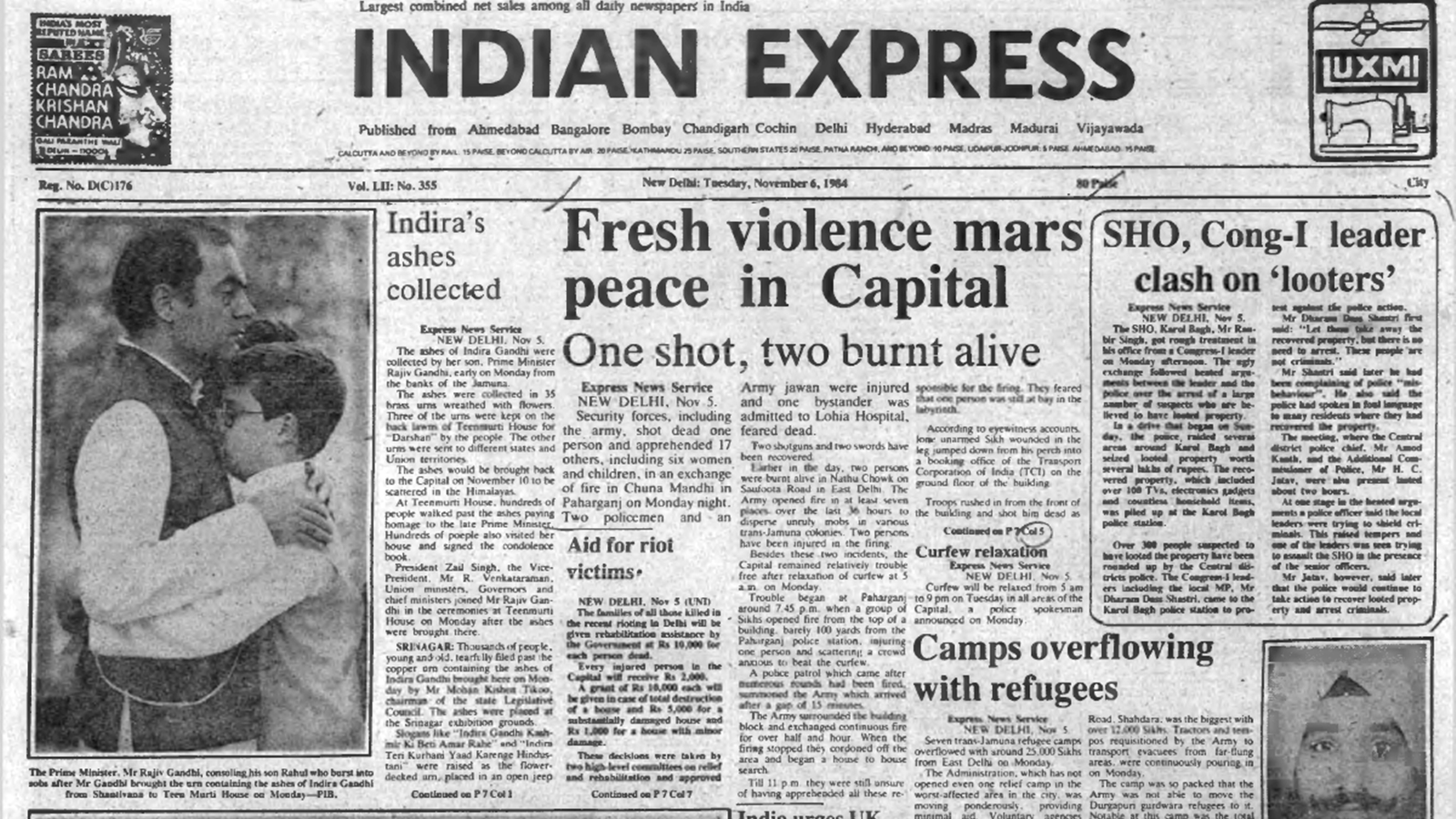 November 6, 1984, Forty Years Ago: Indira Gandhi’s ashes collected by ...