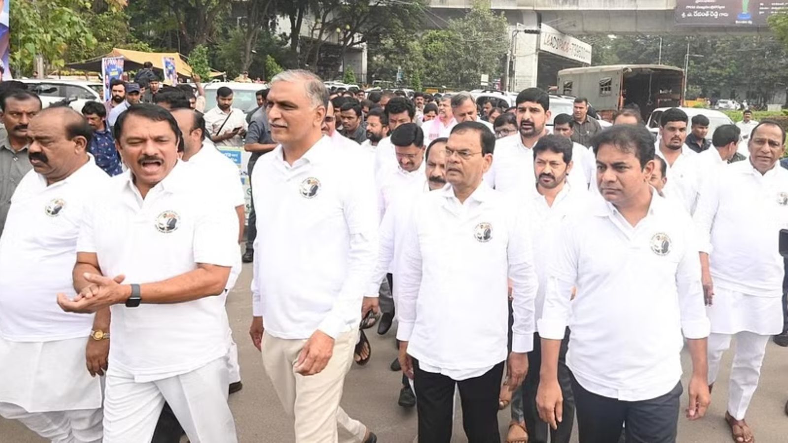 BRS MLAs protest alleged Revanth Reddy-Adani ‘nexus’ outside Telangana ...