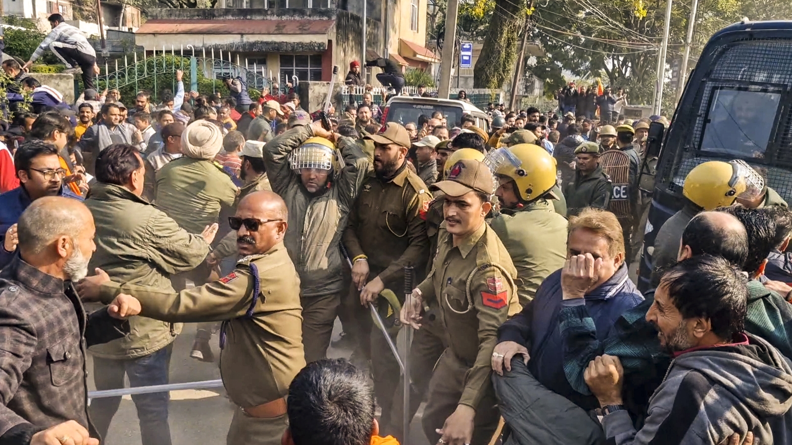 J&K police scuffle with locals after protests against proposed Vaishno ...