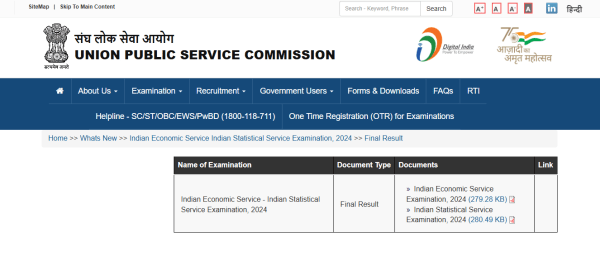 UPSC IES, ISS 2024 Results Out: Check Toppers & Merit List at upsc.gov.in