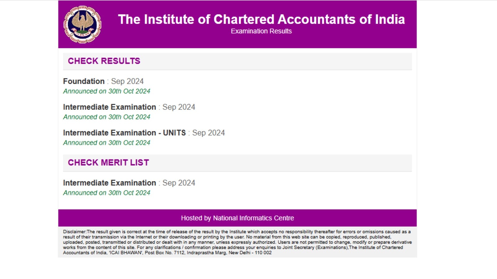ICAI CA Final Result Nov 2024 Today: Direct Link at www.icai.org ...