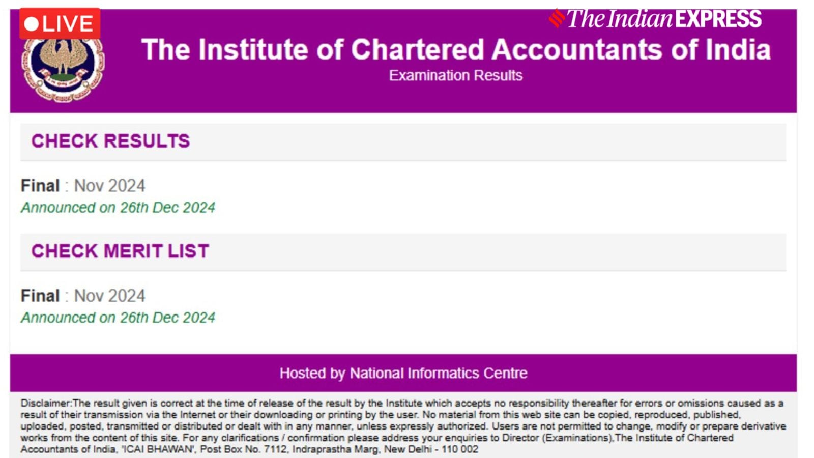 ICAI CA Final Result November 2024 LUpdates: 4 candidates in top 3 ...
