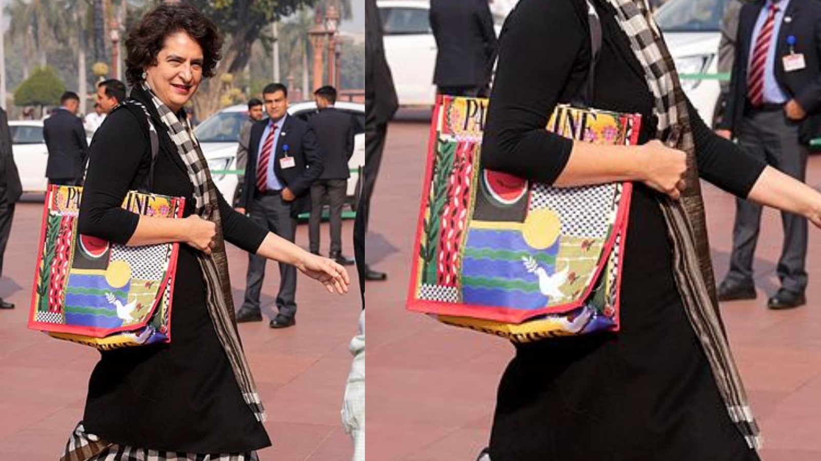 In solidarity with Palestinians, Priyanka Gandhi carries bag emblazoned ...