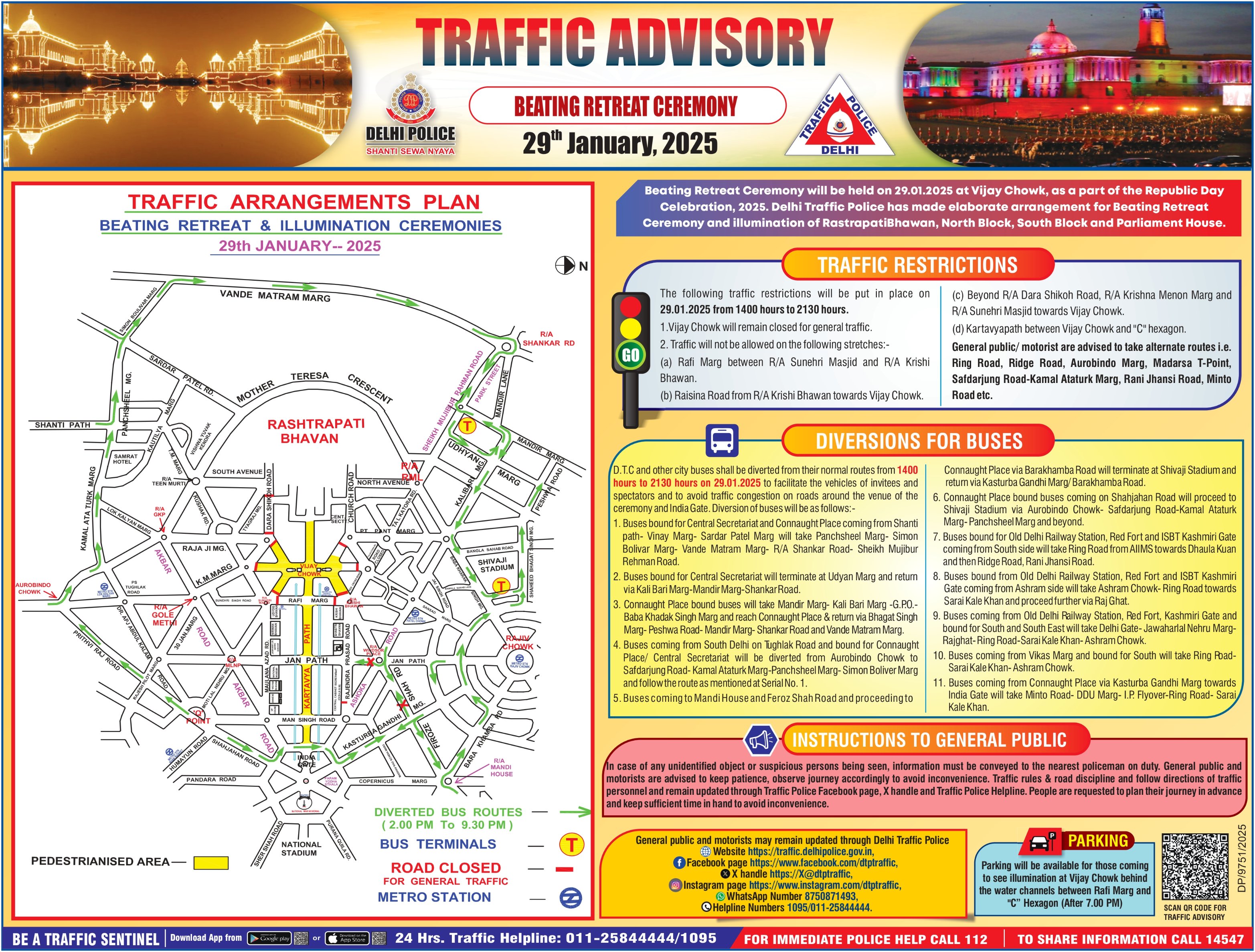 Beating Retreat Ceremony 2025 Delhi Police Issues Traffic Advisory
