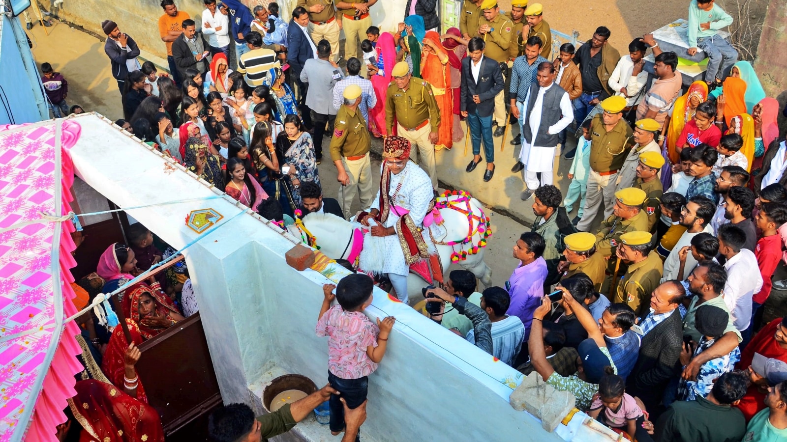 A groom, a bride, a mare, and 200 cops – in Rajasthan village, Vijay weds Aruna | India News ...