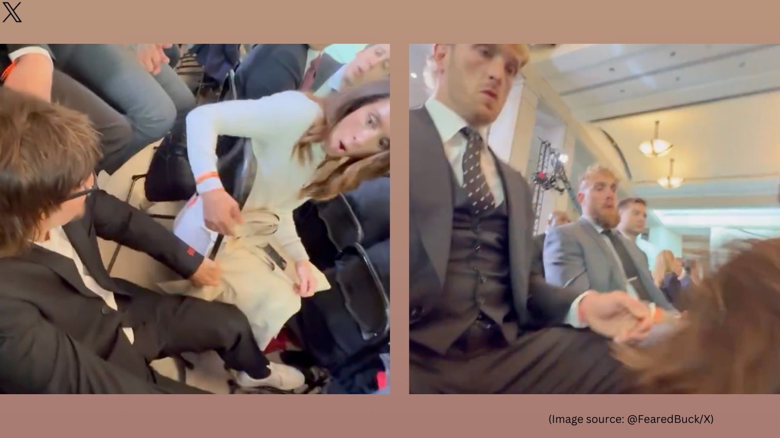 Theo Von topples into Logan and Jake Paul after his chair breaks mid ...