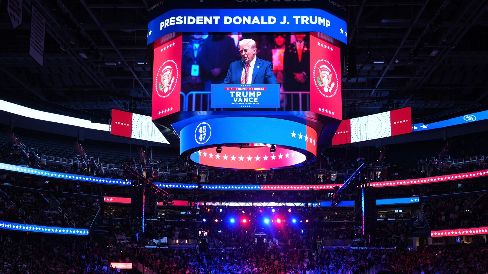 Trump pledges to rebuild wildfire-stricken Los Angeles during Victory ...