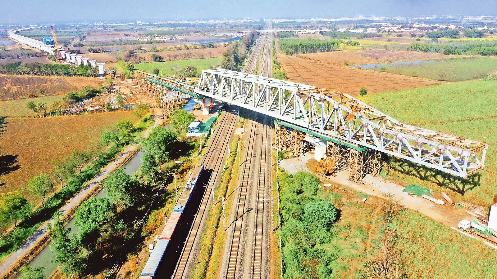 100-metre-long steel bridge launched over four rail tracks | Ahmedabad ...