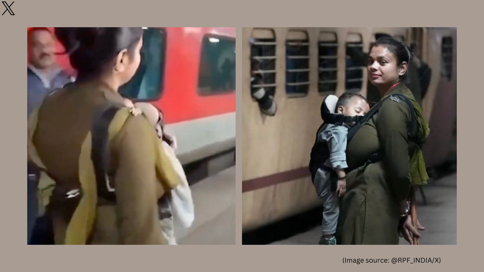 RPF woman constable patrols crowded New Delhi Railway Station platforms ...