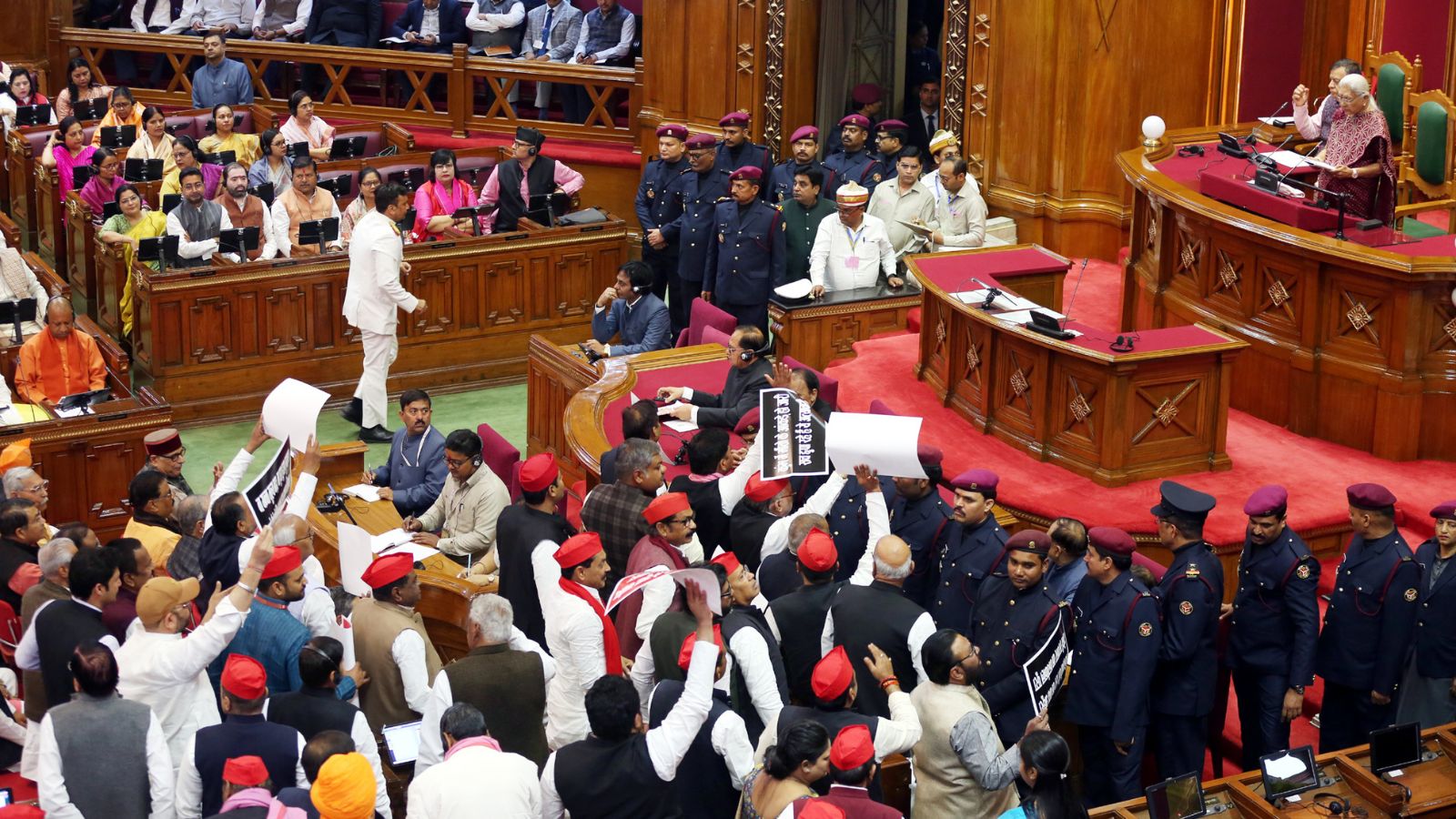 UP Budget Session: Opposition protests, Governor cuts short speech ...