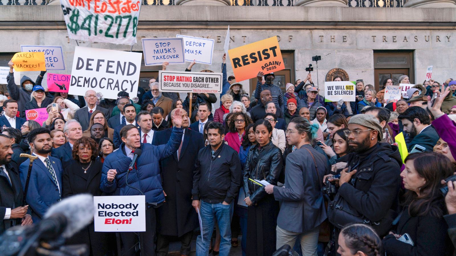 In pictures: Protesters rally outside US Treasury Department against ...