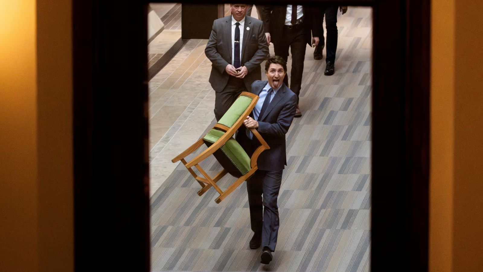 Tongue out, chair in hand: Justin Trudeau’s ‘comical’ exit from ...
