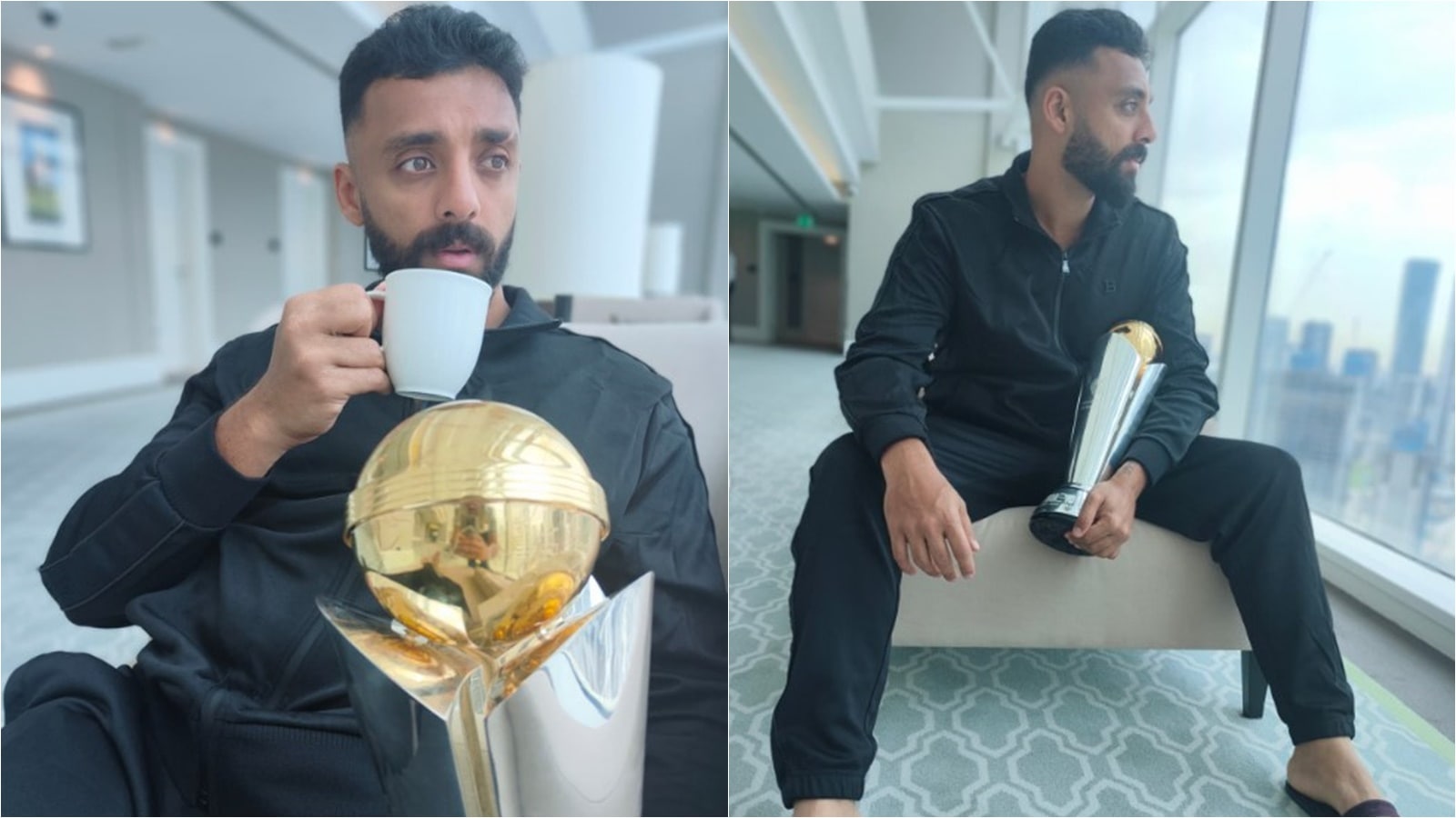 Varun Chakravarthy makes ‘distance’ joke as he poses with Champions ...