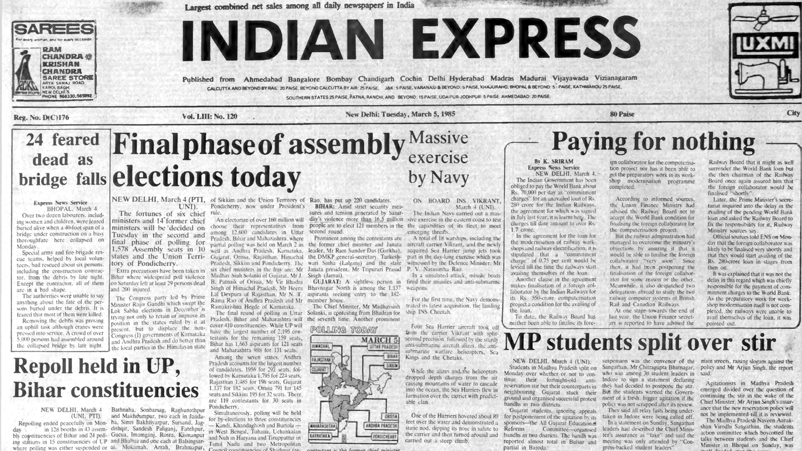 March 5, 1985, Forty Years Ago: Assembly Polls | The Indian Express