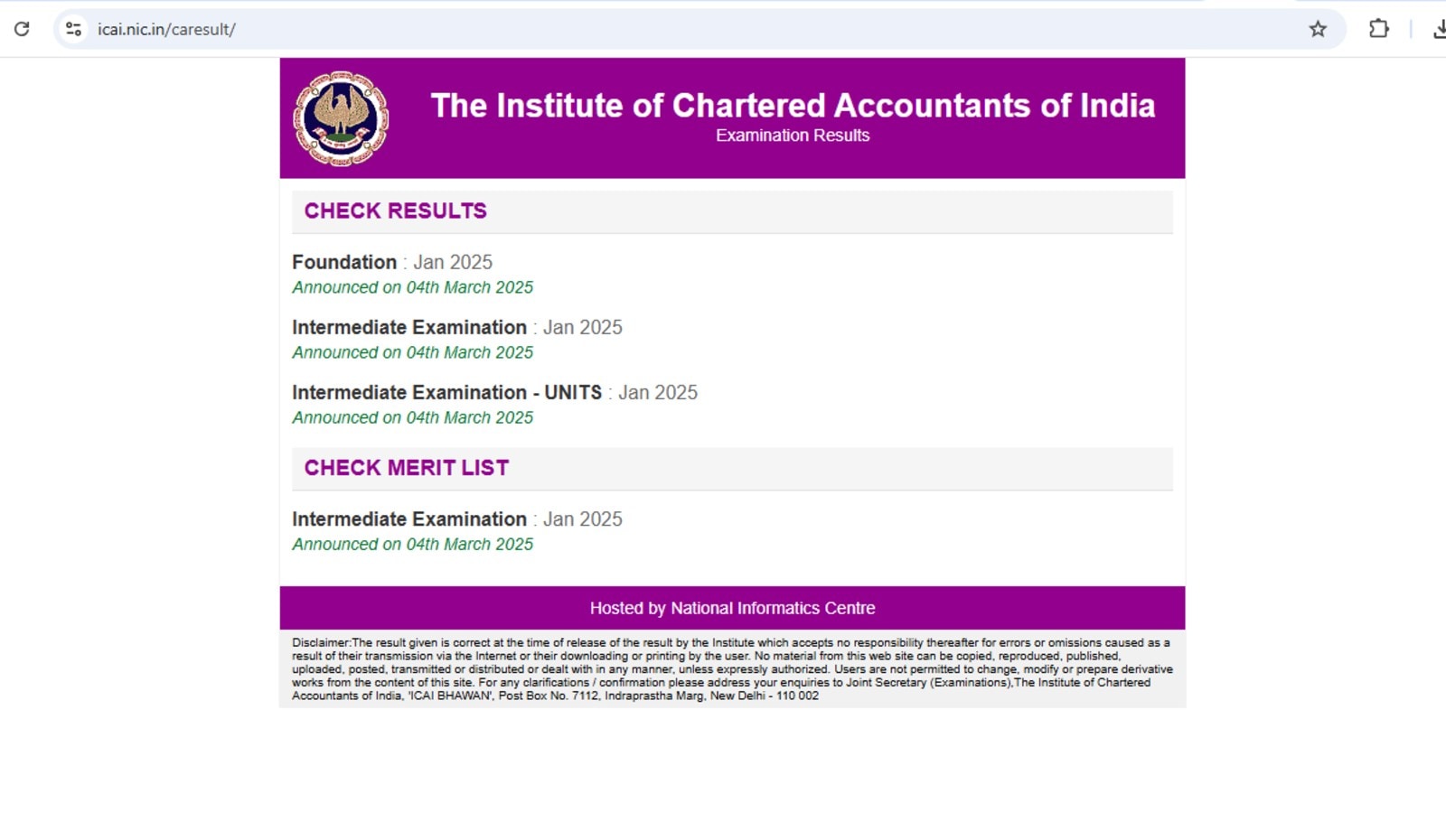 icai.org, ICAI CA Foundation, Inter Results January 2025 (OUT) Updates ...