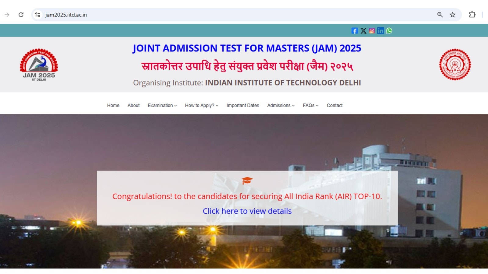JAM 2025: IIT-Delhi announces subject-wise AIR top 10 list | Education ...