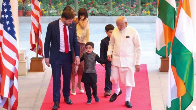 Watch: PM Modi shares high-five and a special gift with JD Vance’s kids ...