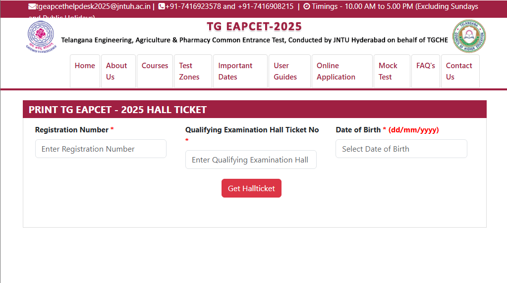 TS EAMCET Hall Ticket 2025 (OUT) Updates: Download TS EAMCET/TG EAPCET ...