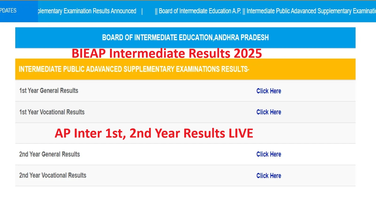 Resultsbie.ap.gov.in, AP Inter Results 2025 Link at bie.ap.gov.in, bieap-gov.org, bieap.gov.in ...