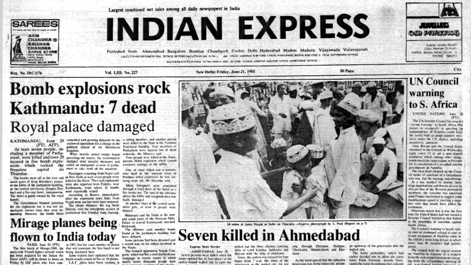 June 21, 1985, Forty Years Ago: Nepal Bomb Blast | The Indian Express