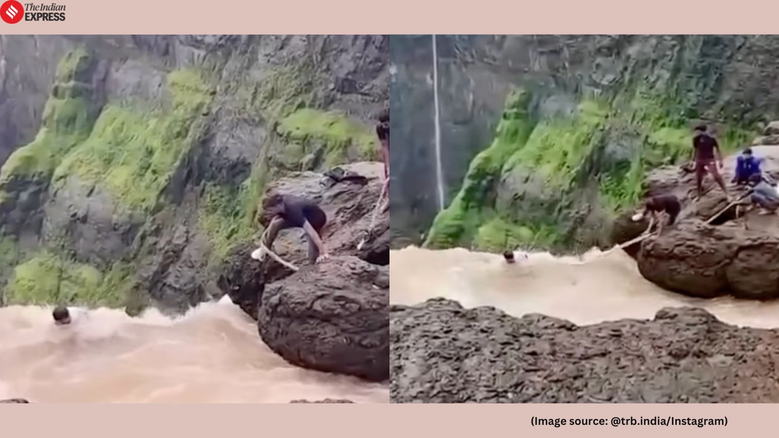 ‘How did he even get there?’: Dramatic rescue of man trapped in raging ...