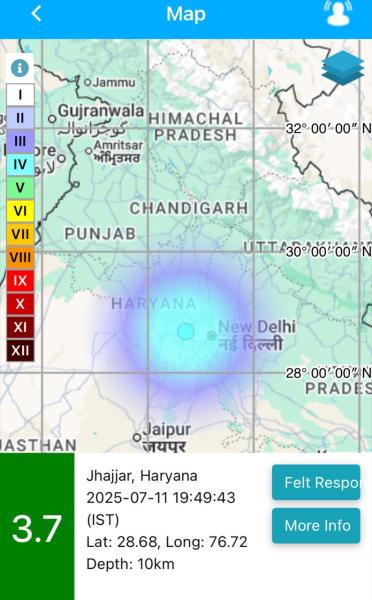 Earthquake tremors jolt Delhi-NCR, second time in two days