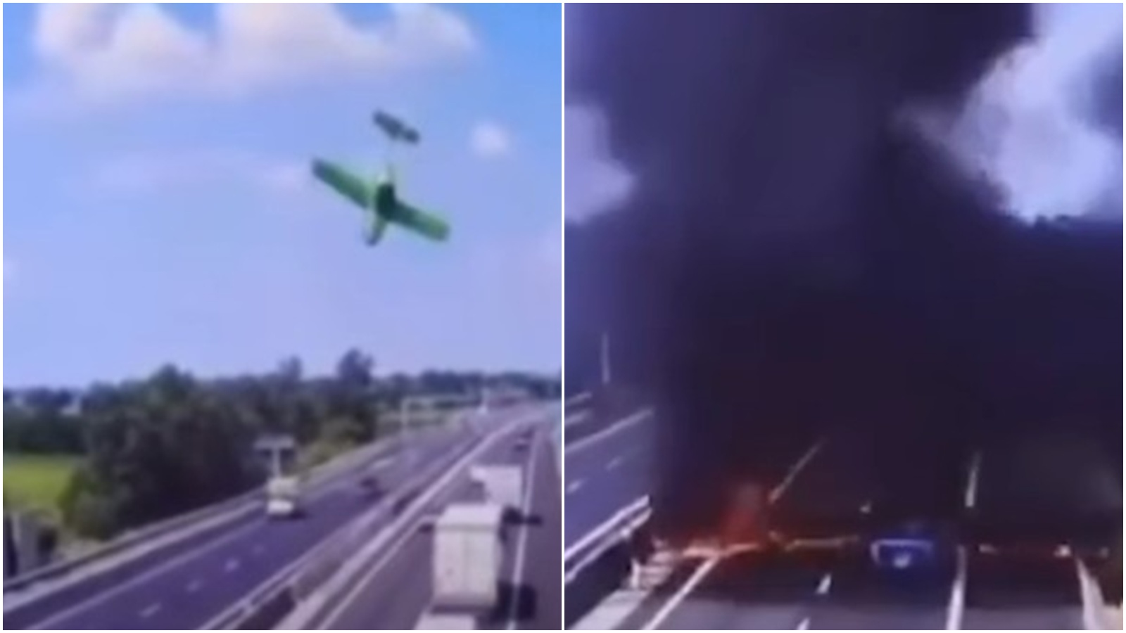 Watch: Plane nosedives and crashes onto highway in Italy, leaving 2 ...