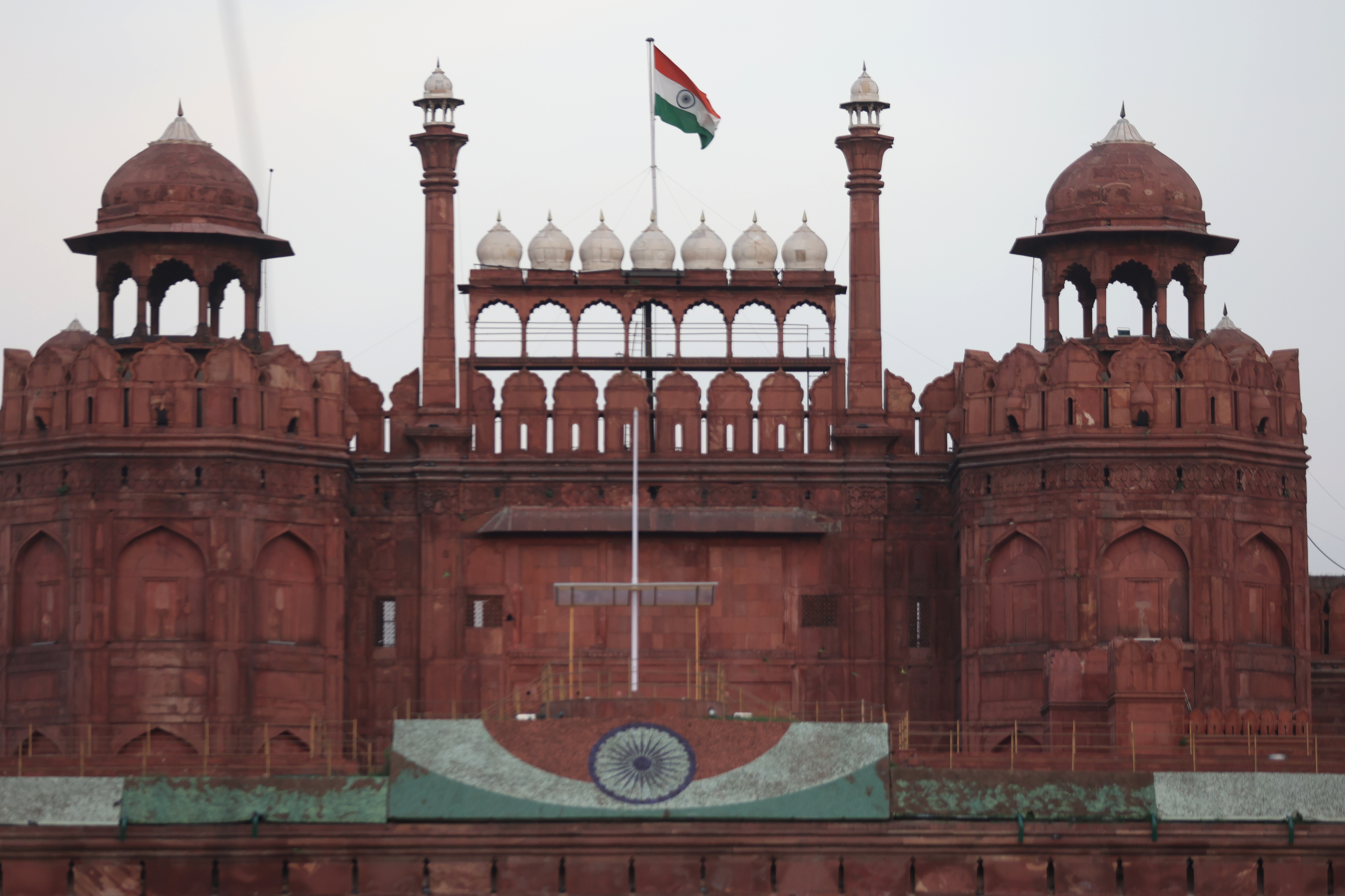 Loss in details of carvings, blistering of walls: Red Fort facing ...