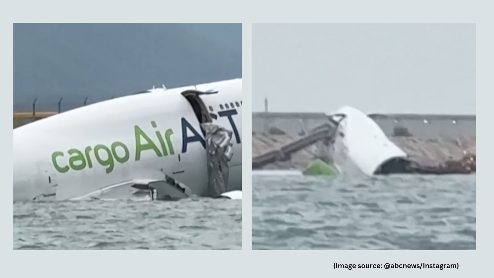Cargo plane slides off runway, crashes into sea at Hong Kong airport ...