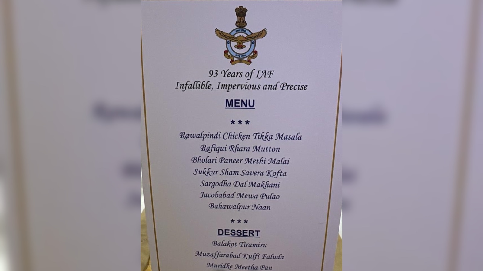 ‘Balakot Tiramisu’ to ‘Rawalpindi Chicken Tikka’: IAF’s 93rd ...