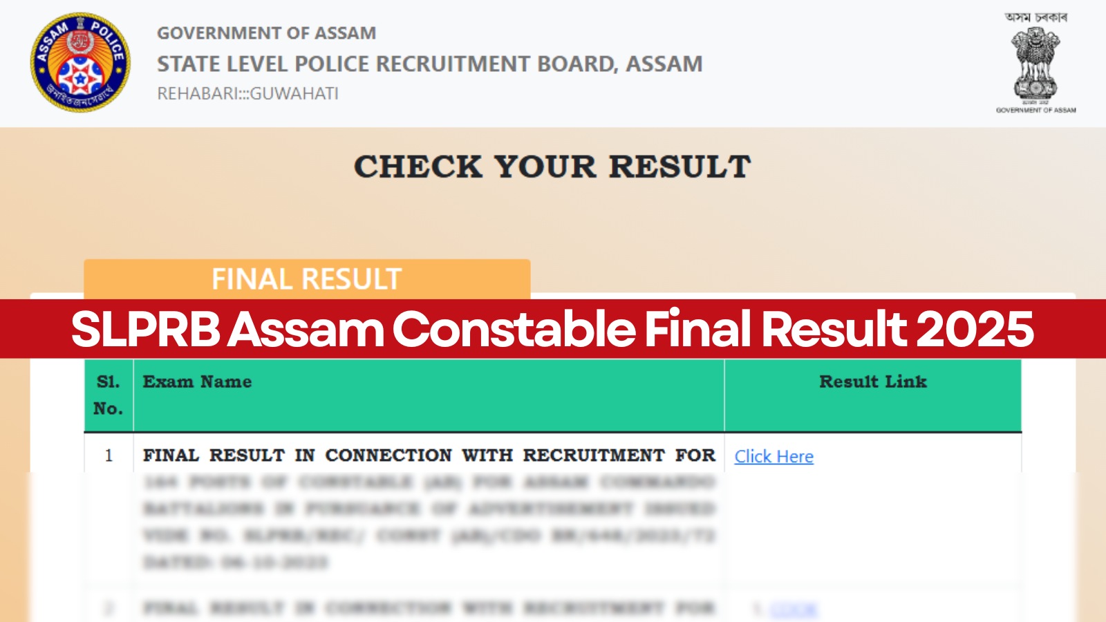 SLPRB Assam 2025: SLPRB Assam Constable Final Result 2025 To Be ...