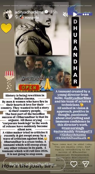 Aditya Dhar addresses Dhruv Rathee’s Dhurandhar criticism as film crosses Rs 900 cr mark: ‘A ...