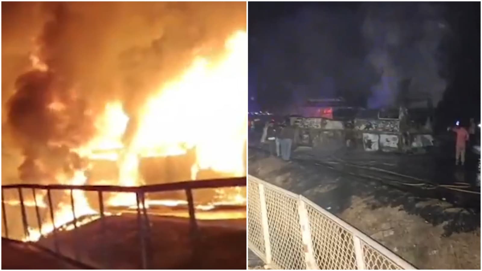 At least 10 killed in Karnataka bus fire after collision with truck in ...