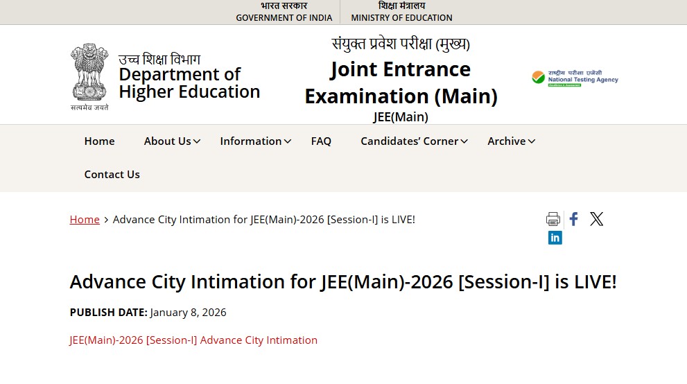 JEE Main Session 1 Schedule 2026: Exam dates revised, check updated ...