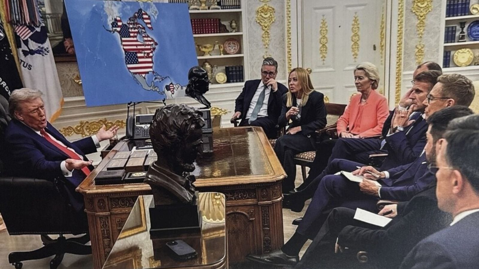 Donald Trump shares map showing Canada, Greenland as part of America ...