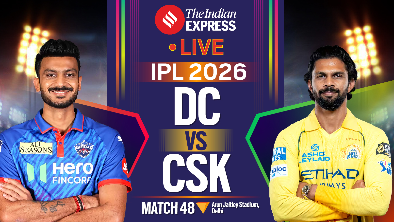 DC vs CSK IPL 2026 LIVE Score: Delhi Capitals vs Chennai Super Kings ...