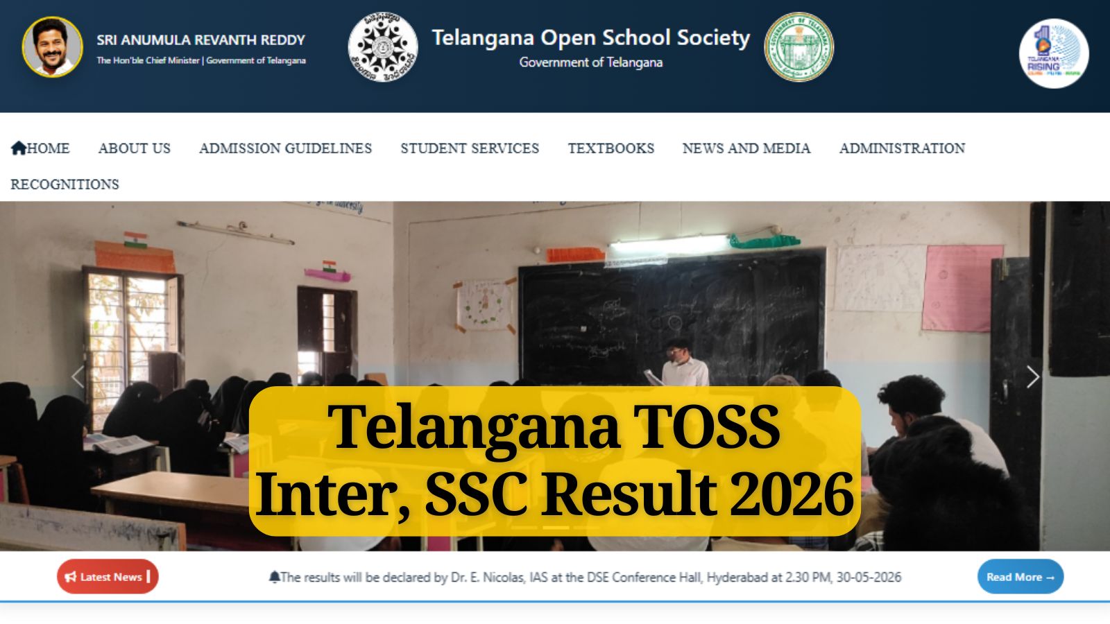 Telangana TOSS Inter, SSC Results 2026 Today at 2:30 PM Result Link ...