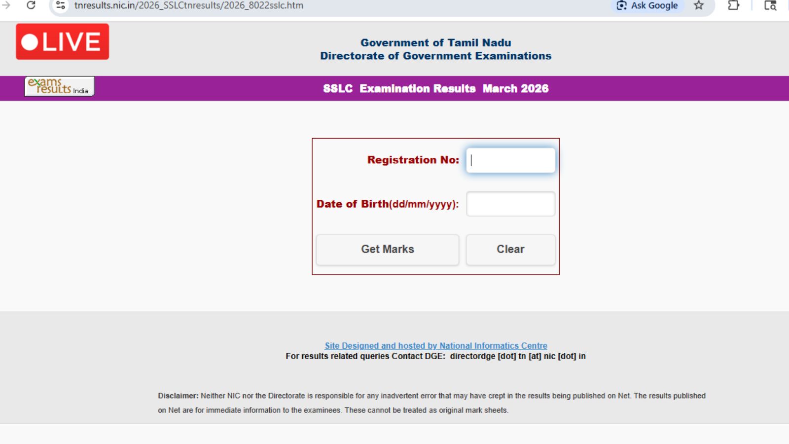 Tnresults.nic.in Tamil Nadu TNDGE SSLC 10th Results 2026 Direct Link at ...