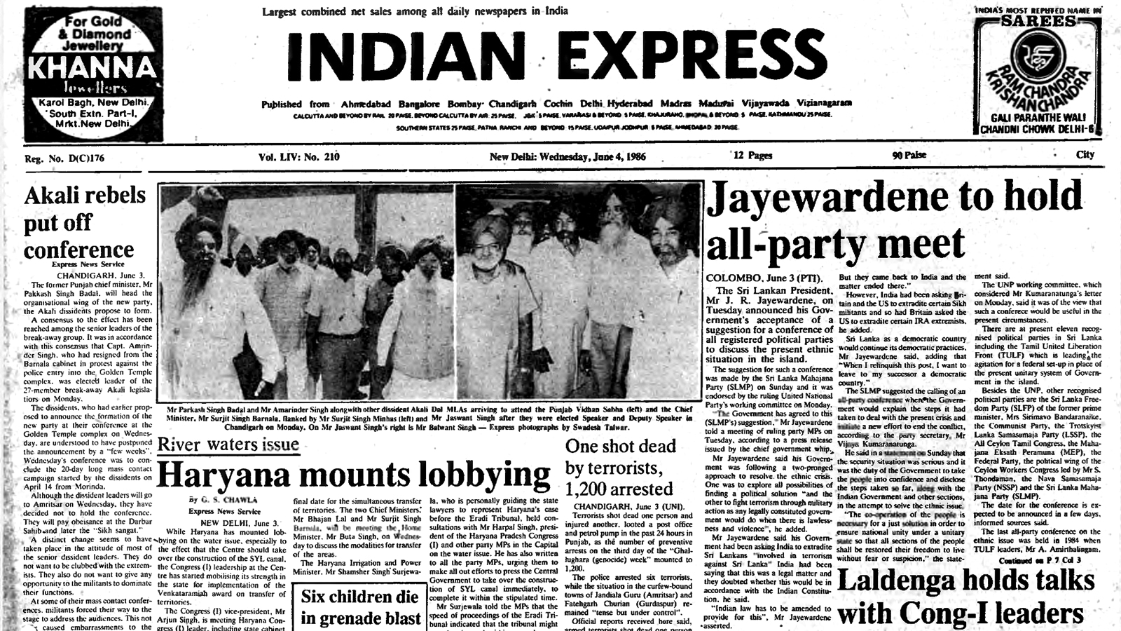 40 years ago June 4, 1986: Akali rebels organise | The Indian Express